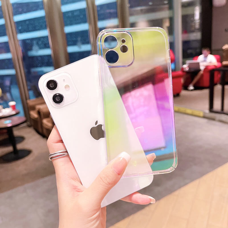 NEWTransparent เคสแข็งพร้อมเปลี่ยนสีสำหรับ iPhone 12 Pro Max 11 X XR Xs ...