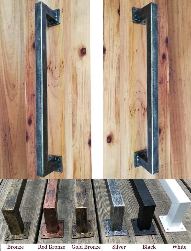Iron Tube Vintage Square Wooden Door Pull Handle Antique Loft Style ...