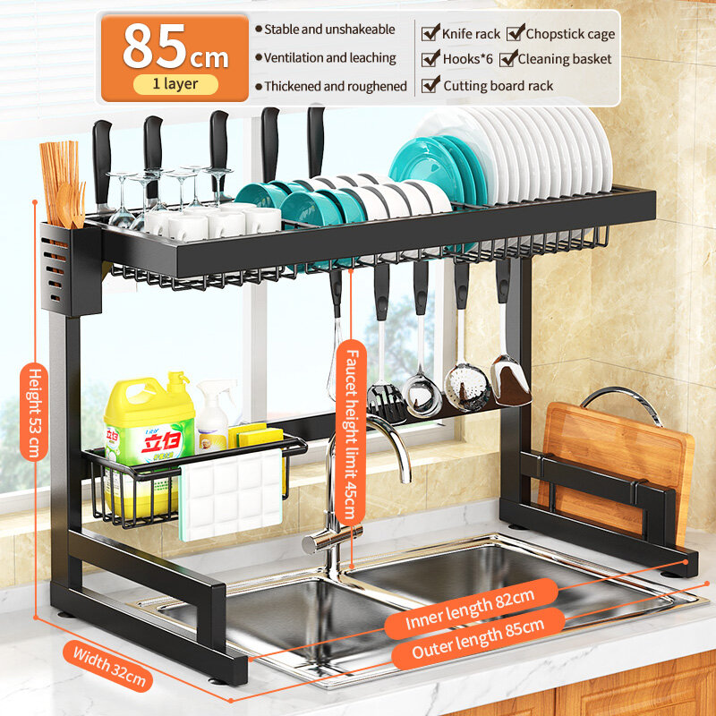 Stainless Steel Rak Dapur Dish Rack Dish Drainer Kitchen Rak Sinki Rak ...