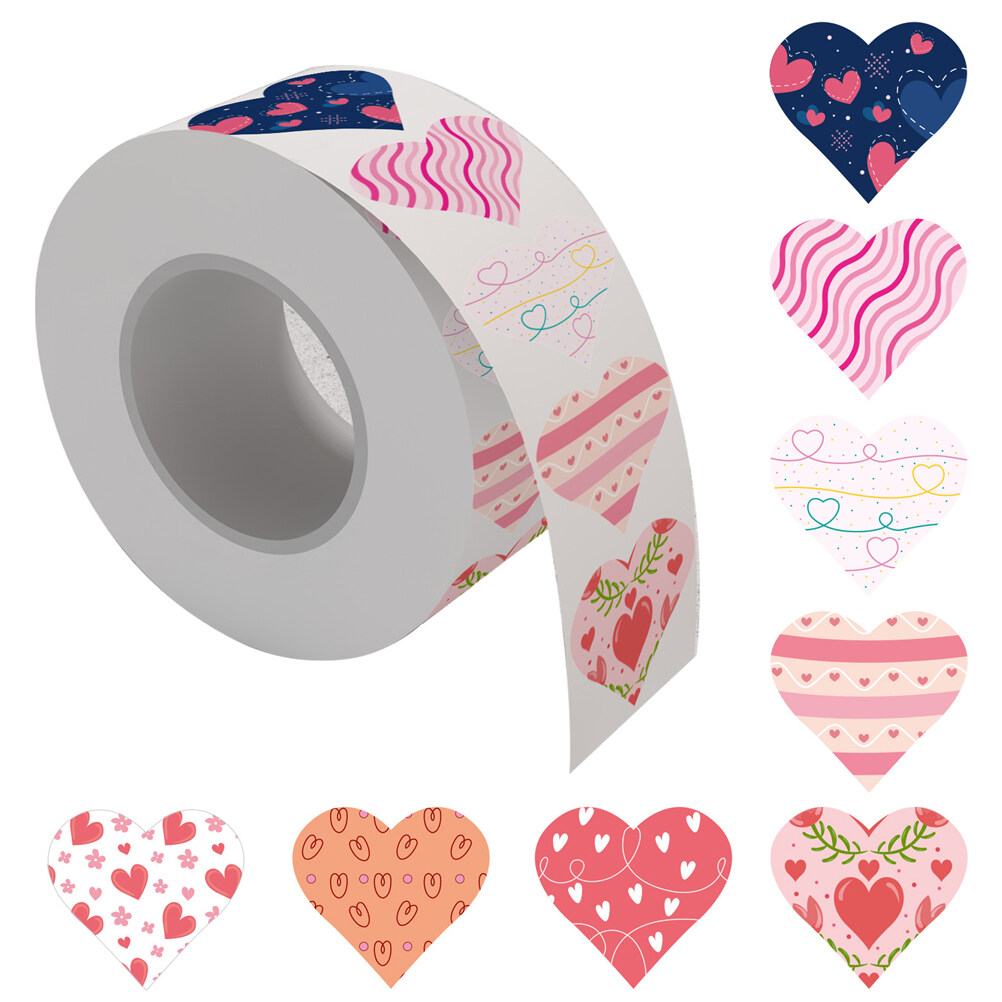 500Pcs/Roll Heart Roll Stickers for Valentine's Day Decorative Stickers ...