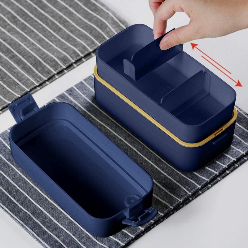 Lunch Box, 2-Layer Bento Box Cutlery Set, Lunch Boxes for Kids Adults ...