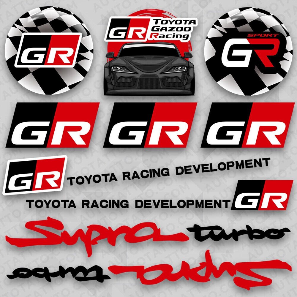 Toyota Gazoo Racing GR Sport Turbo Car Logo Sticker Vinyl Decal Stripes ...
