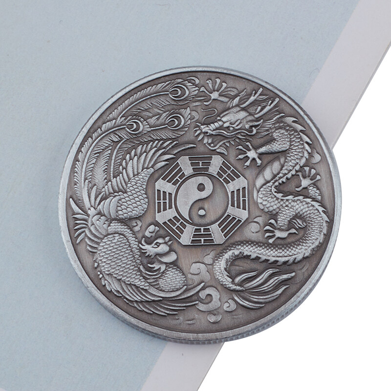 WEITANG 1oz Dragon phoenix silver coin silver plated 40mm Elizabeth ...