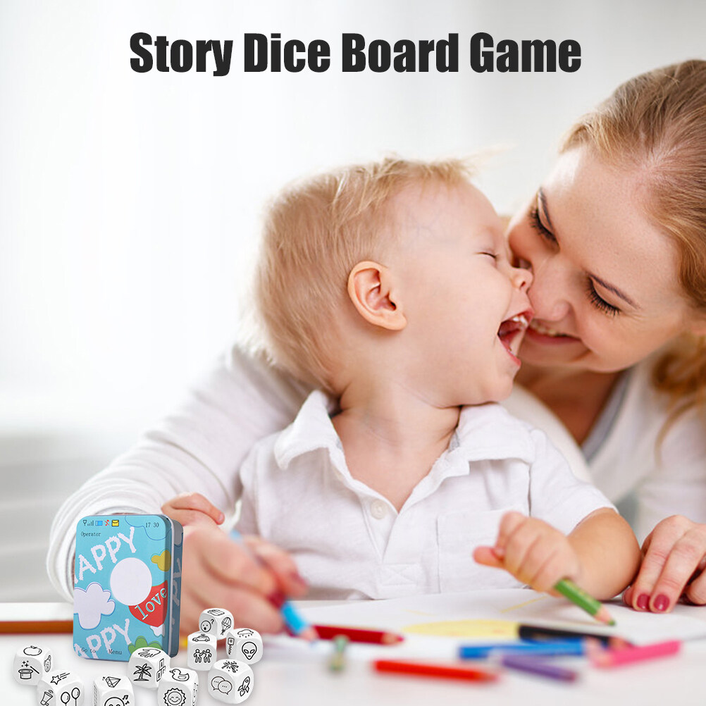 Story Dice Board Game Story Checkered Toys Funny Boxed Story Dice ...