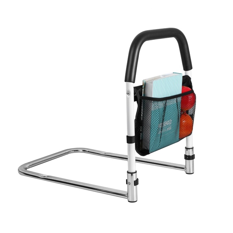 Bed Assist Rail, Steel Bedside Handrail with Storage Pocket, Portable ...