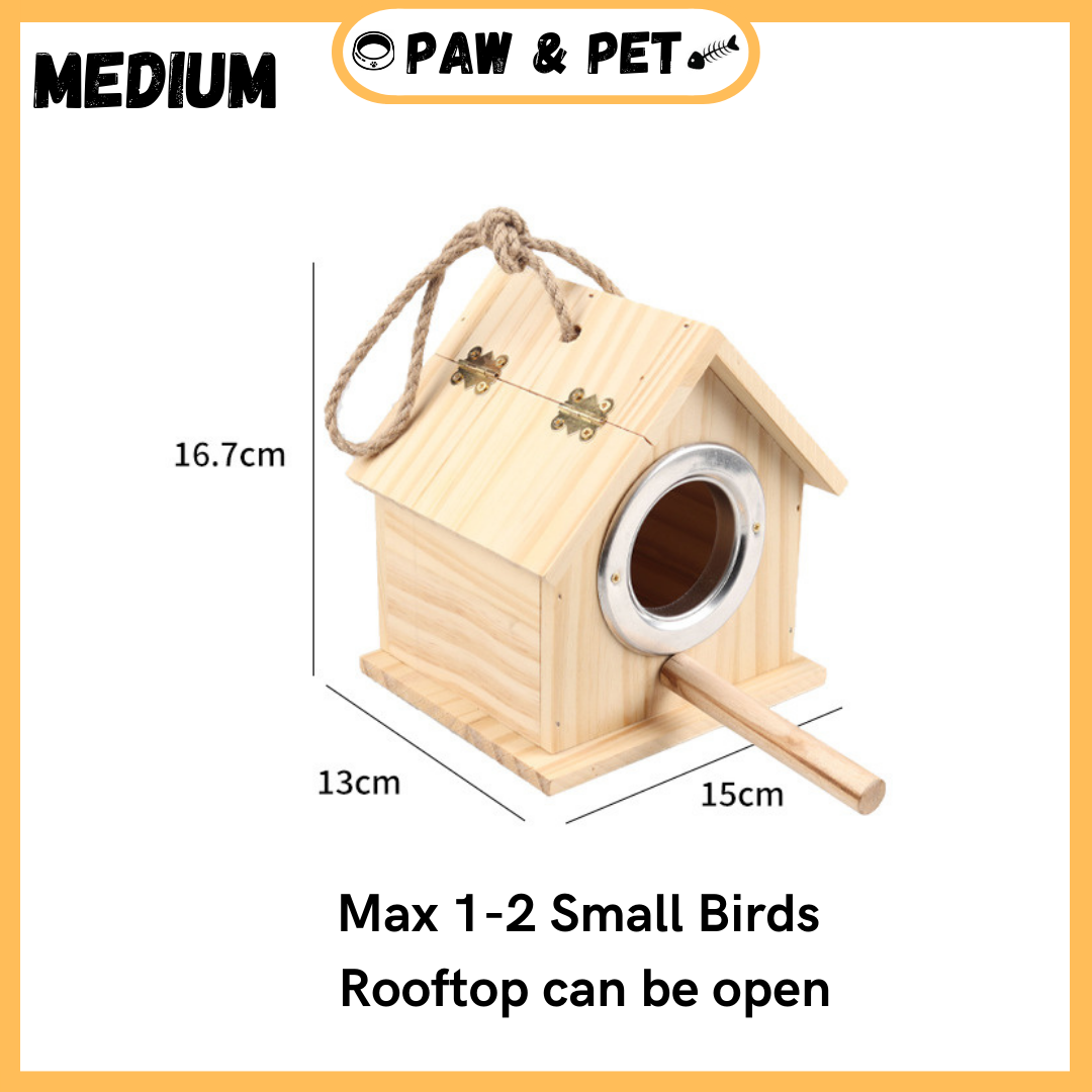 Hanging Bird House Wooden Bird Cage Bird Cage Box Habitat Sarang Telur ...