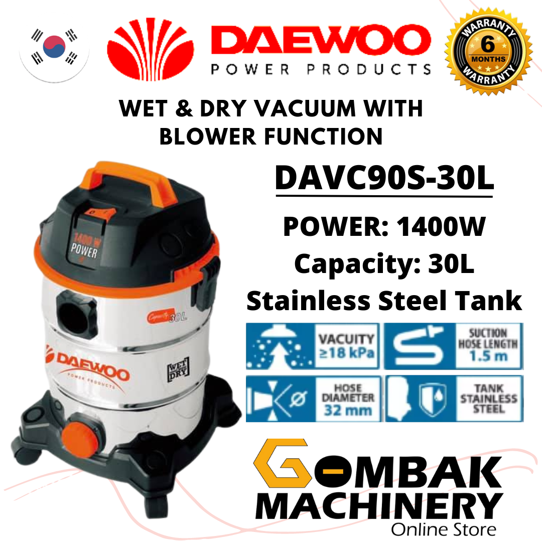 DAEWOO DAVC90S-30L 30Litre Wet & Dry Vacuum Cleaners with Blower ...