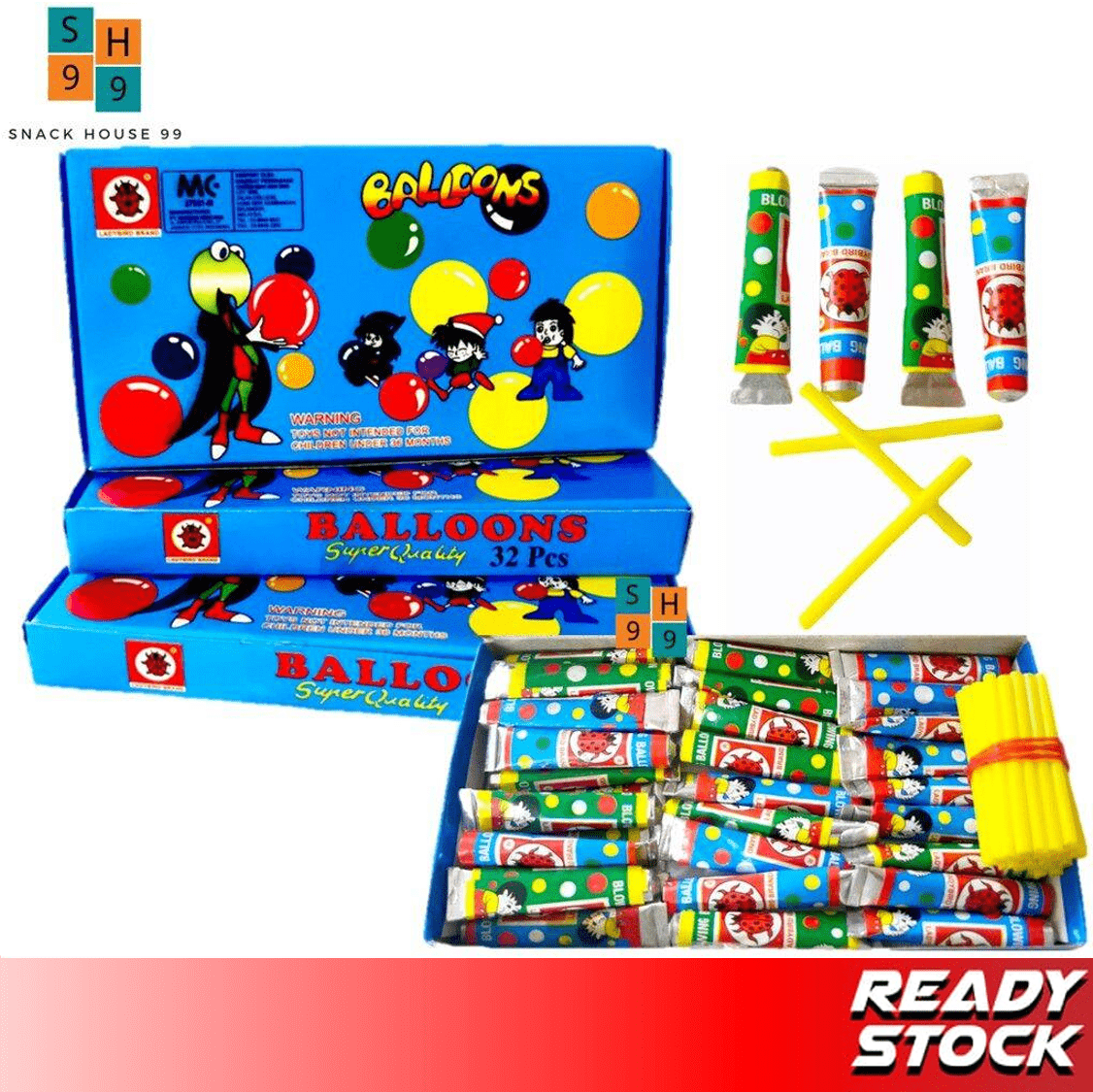 32pcs Childhood Bubble Balloon With Straw , Oldtime Belon Tiup Mainan ...