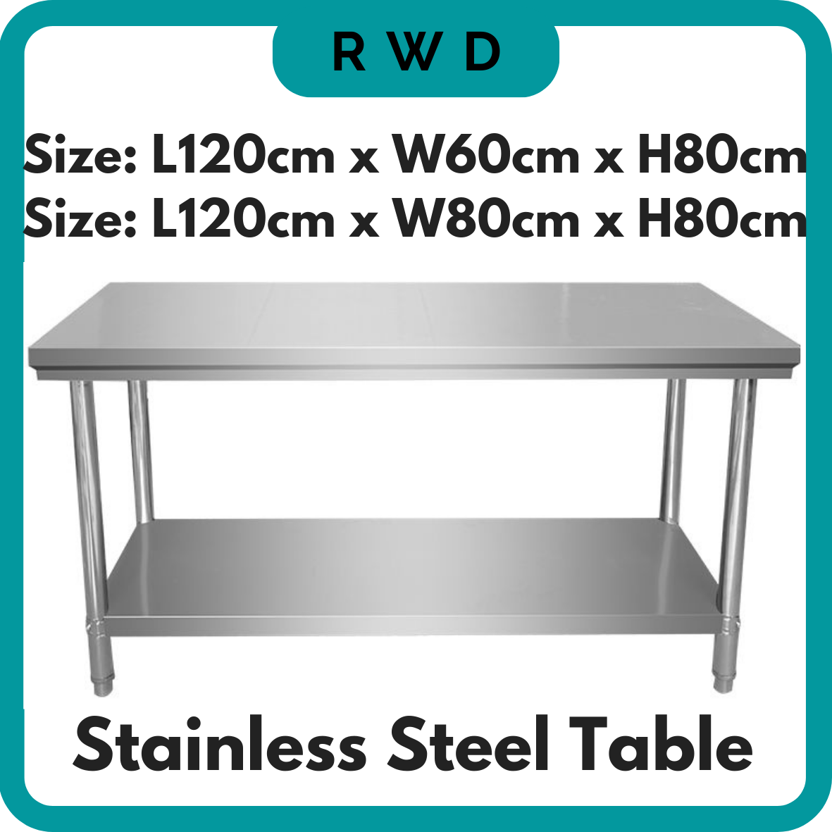 Work Table 4ft 不锈钢工作枱 120CM Stainless Steel Dua Tingkat Meja Kerja ...