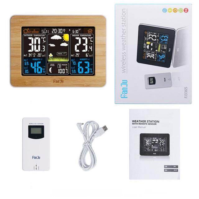 [HOT] Table Clock Desktop Weather Station Wireless Indoor Outdoor ...