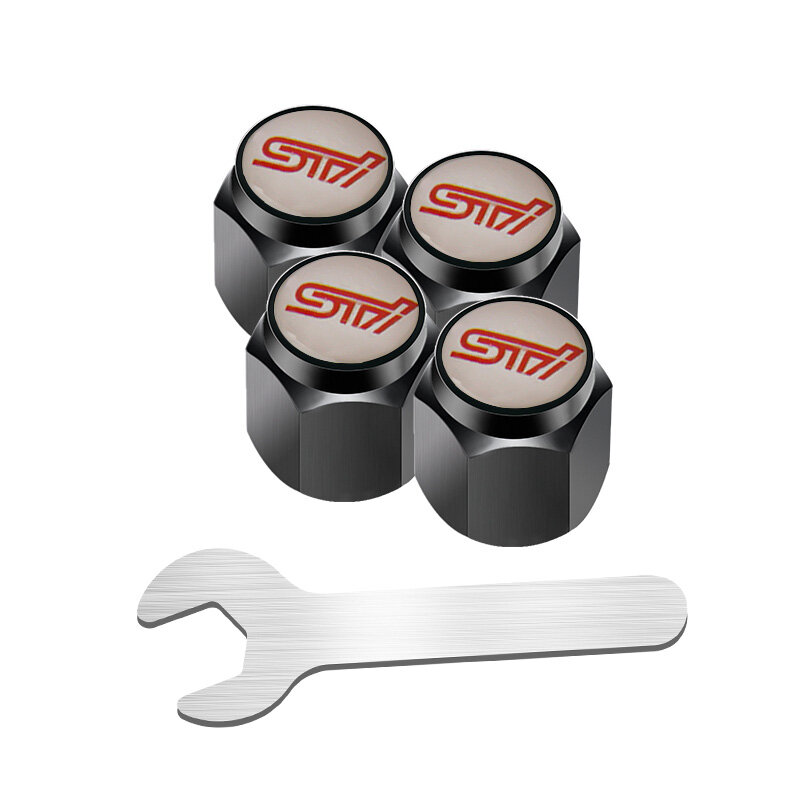 4ชิ้น/เซ็ตดัดแปลง STI โลโก้รถยางวาล์ว Caps พร้อมประแจโลหะ Auto ล้อ Stem ...