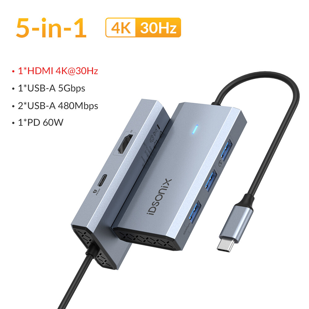 iDsonix USB Type C 5 In 1 Hub USB-C to 4K HDMI/VGA/Card Reader/Audio ... iDsonix USB Type C 5 In 1 Hub USB-C to 4K HDMI/VGA/Card Reader/Audio ...