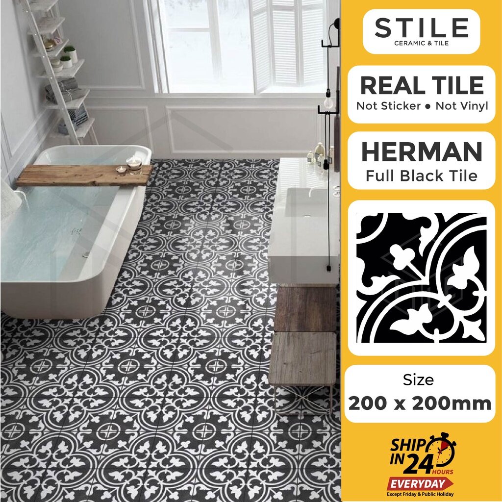 [REAL TILE] Herman Full Black Mosaic Tiles /Mozek/Ceramic Tiles/Mozek ...