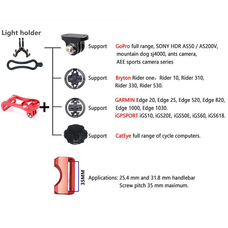 Bicycle Computer Mount Bike Light Stopwatch Holder for GARMIN/Bryton ...