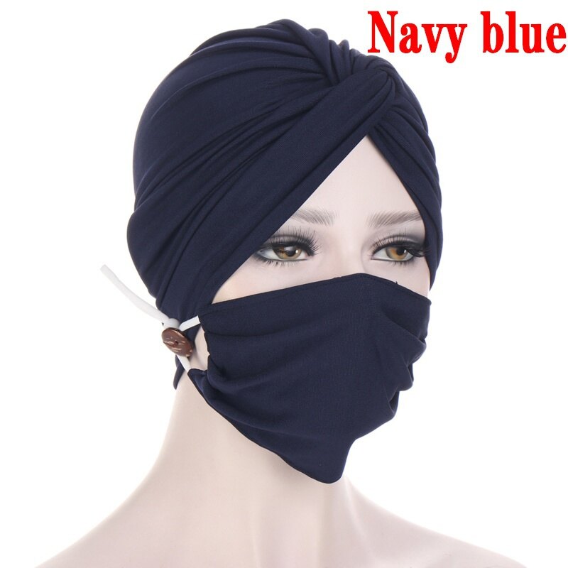 2Pcs/Set Fashion Women Cotton Stretchy Hat Turban Head Wrap Bandana ...