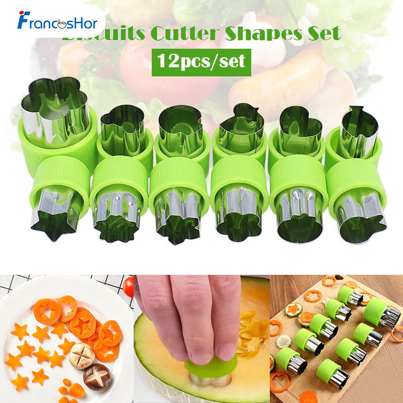 Frances 12 Pcs Vegetable Shapes Cutter Set Flower Star Mold for Cookies ...