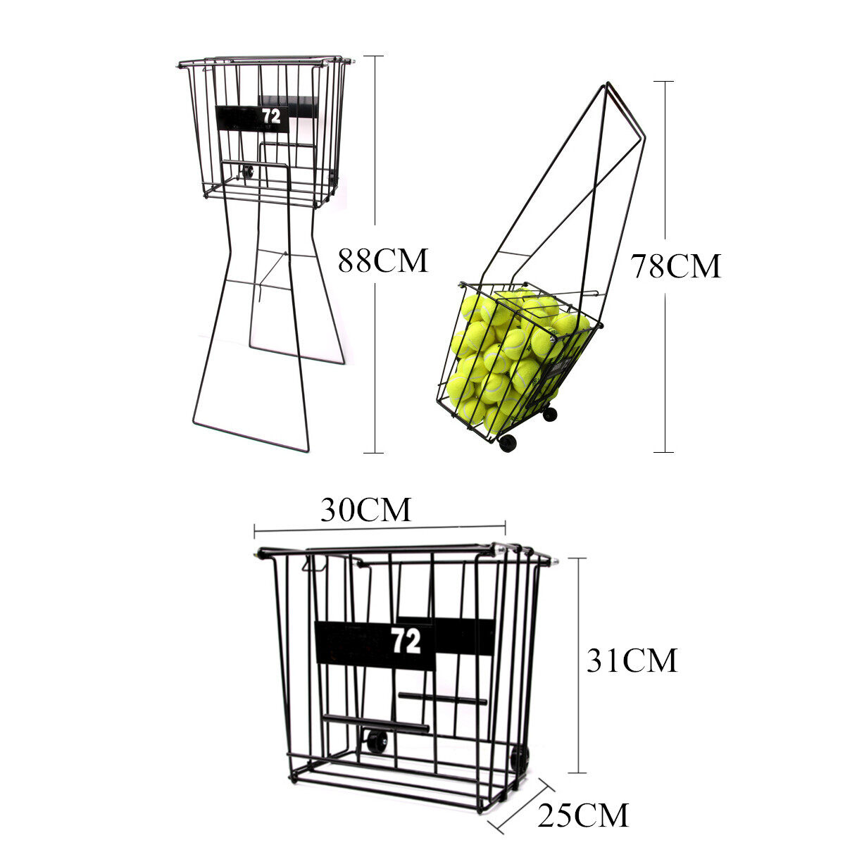 72 Tennis Sport Ball Pick Up Hopper Basket Portable Stand Storage ...
