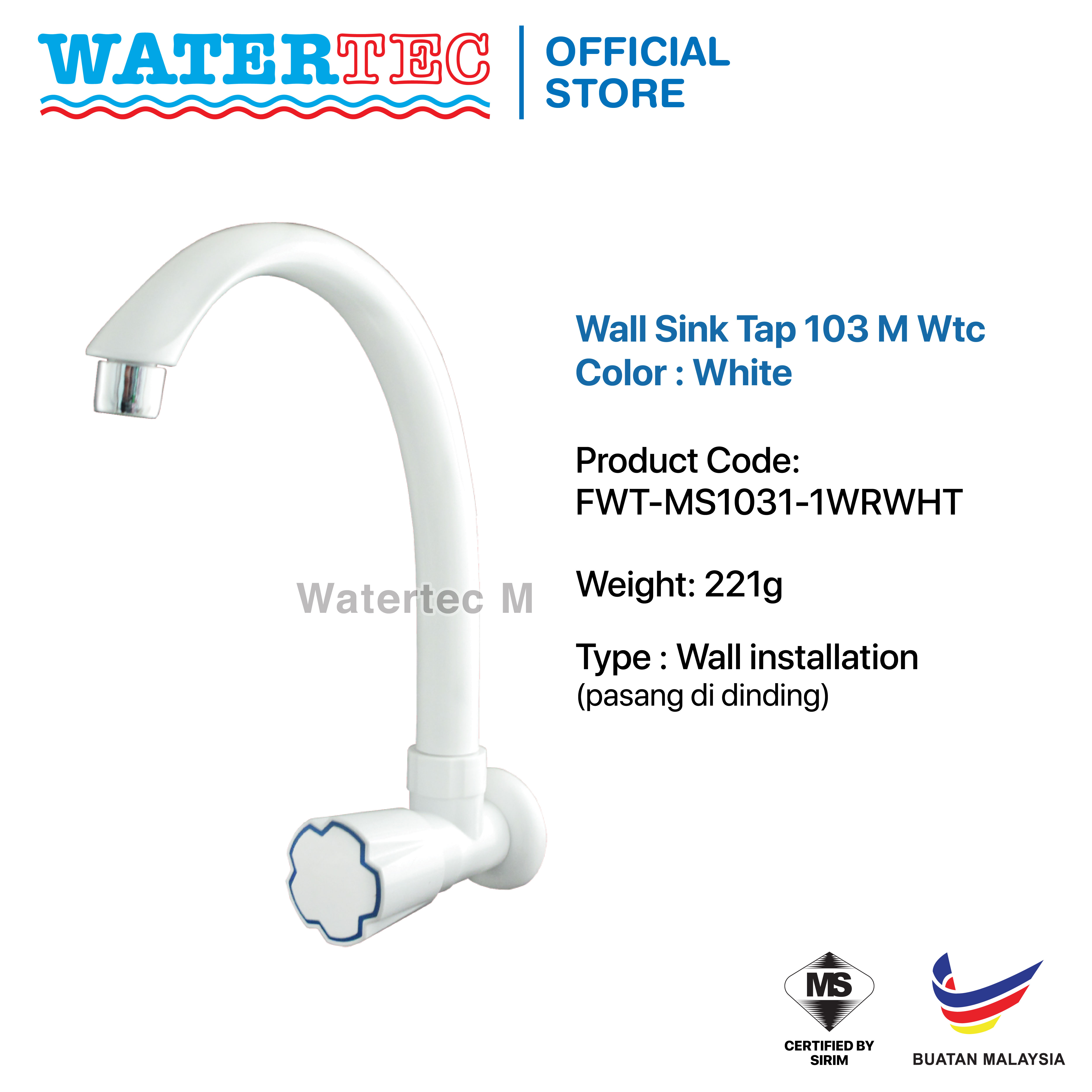 Watertec Monaco Wall / Pillar Sink Tap Kitchen Faucet Wall White ...
