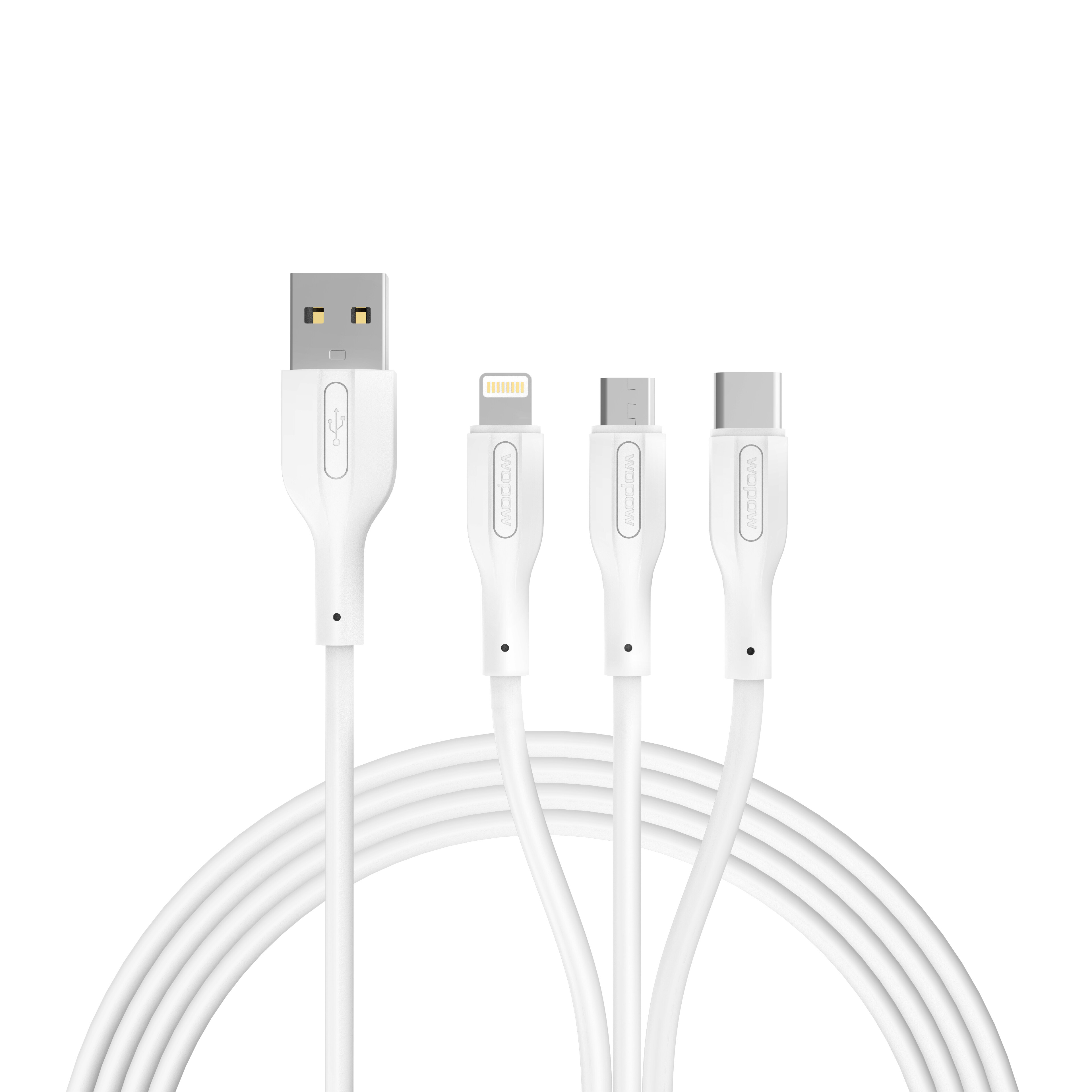 WOPOW 3 in 1 Fast Charging Data Cable USB to Micro Type C And iP 8pin ...