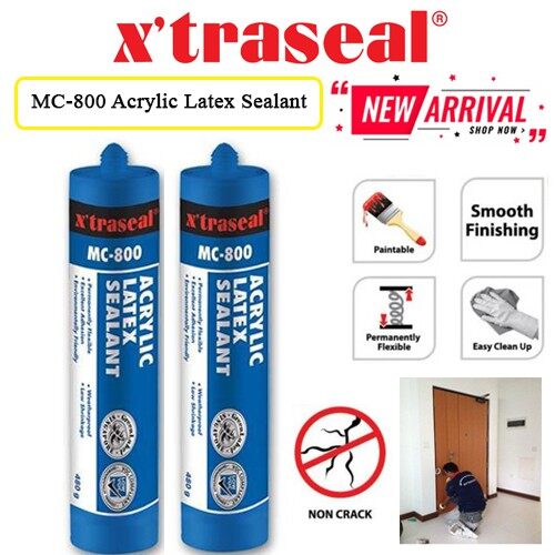 X'TRASEAL MC-800 Acrylic Latex Silicone Sealant Paintable Silicone (480G) Silicone Putih ...