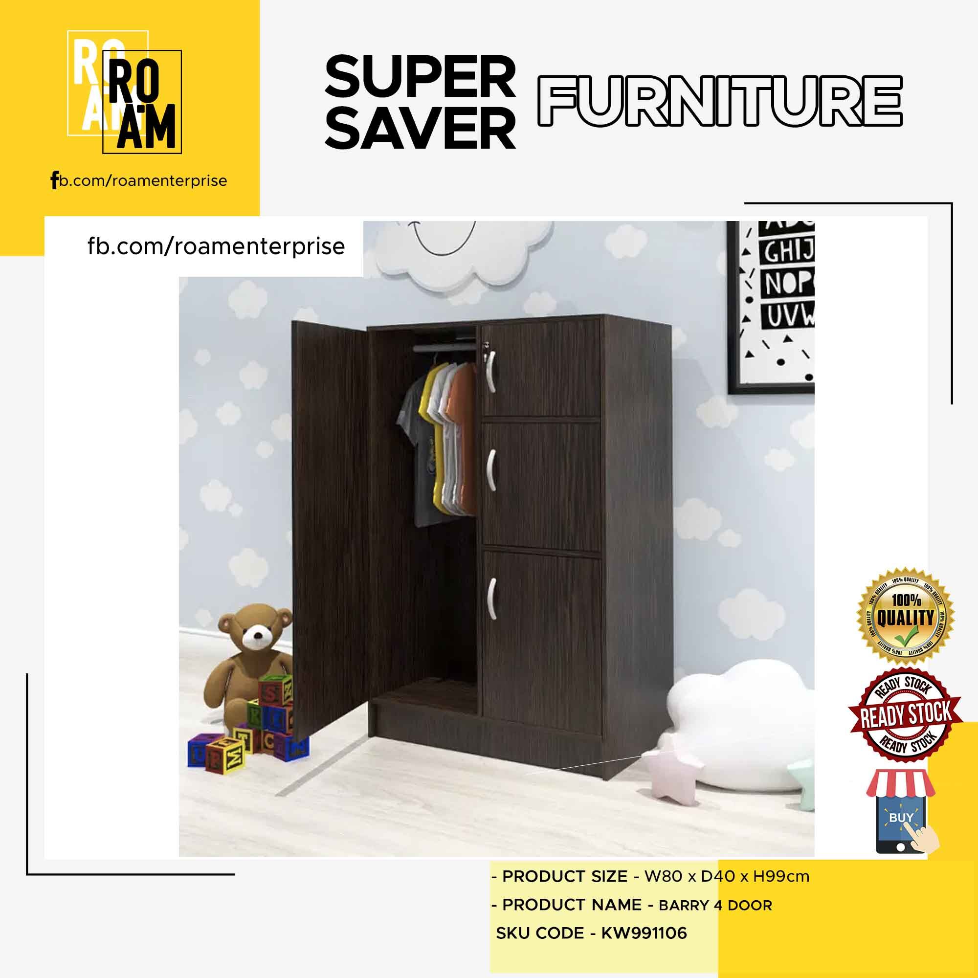 ROAM ENTERPRISE 4 door children wardrobe Oak Color Almari Baju Kanak ...