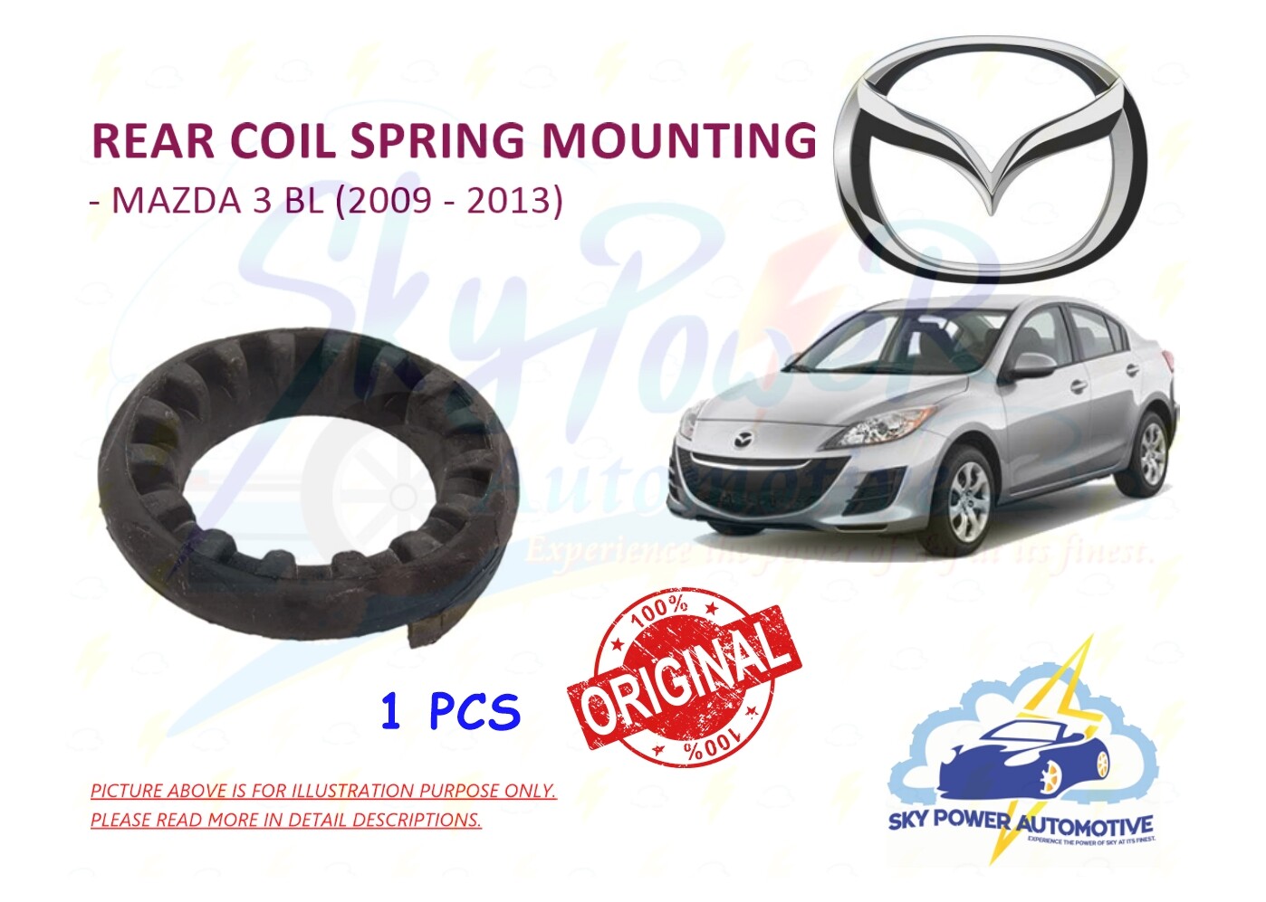 MAZDA 3 BL (2009-13) ORIGINAL REAR COIL SPRING MOUNTING BP4K-28-012A (1 ...