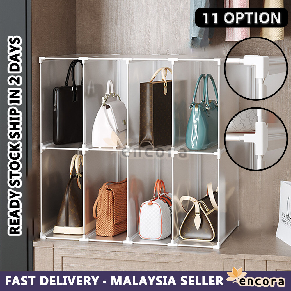 Encora Multipurpose PP Plastic Bag Storage Shelves Stackable Handbag ...