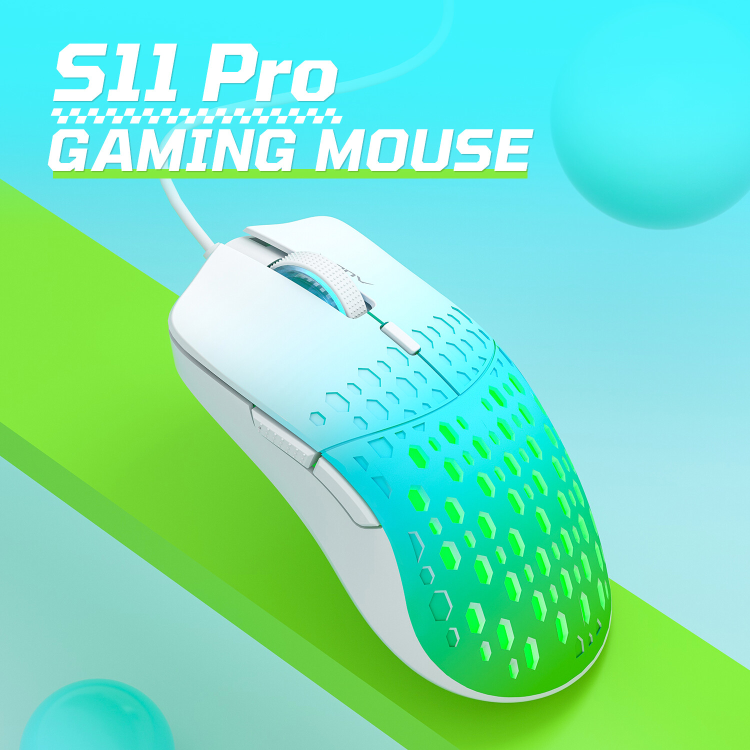 AULA S11 Pro เมาส์สำหรับเล่นเกมส์แบบมีสายการปรับความเร็วสี่ระดับปลั๊ก ...