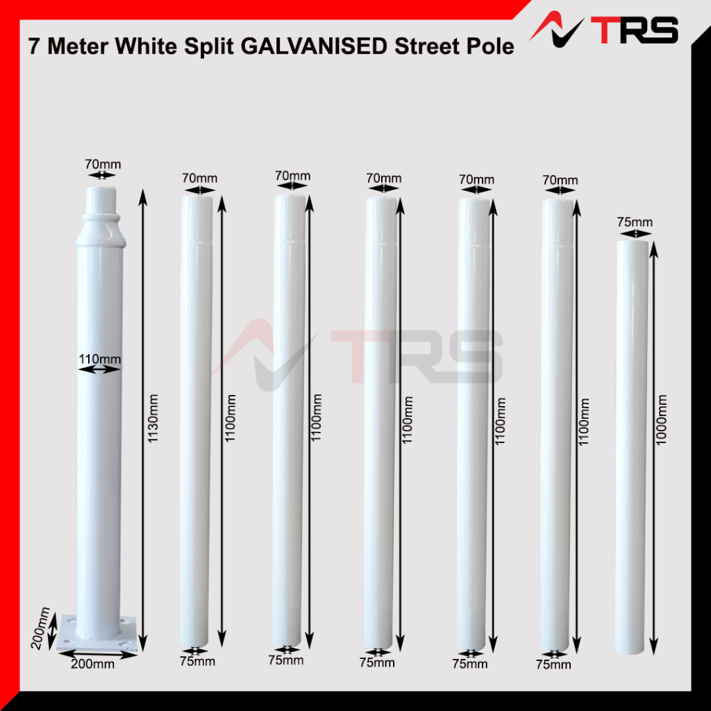 Heavy duty split connect street pole GALVANIZED STEEL , for solar light ...