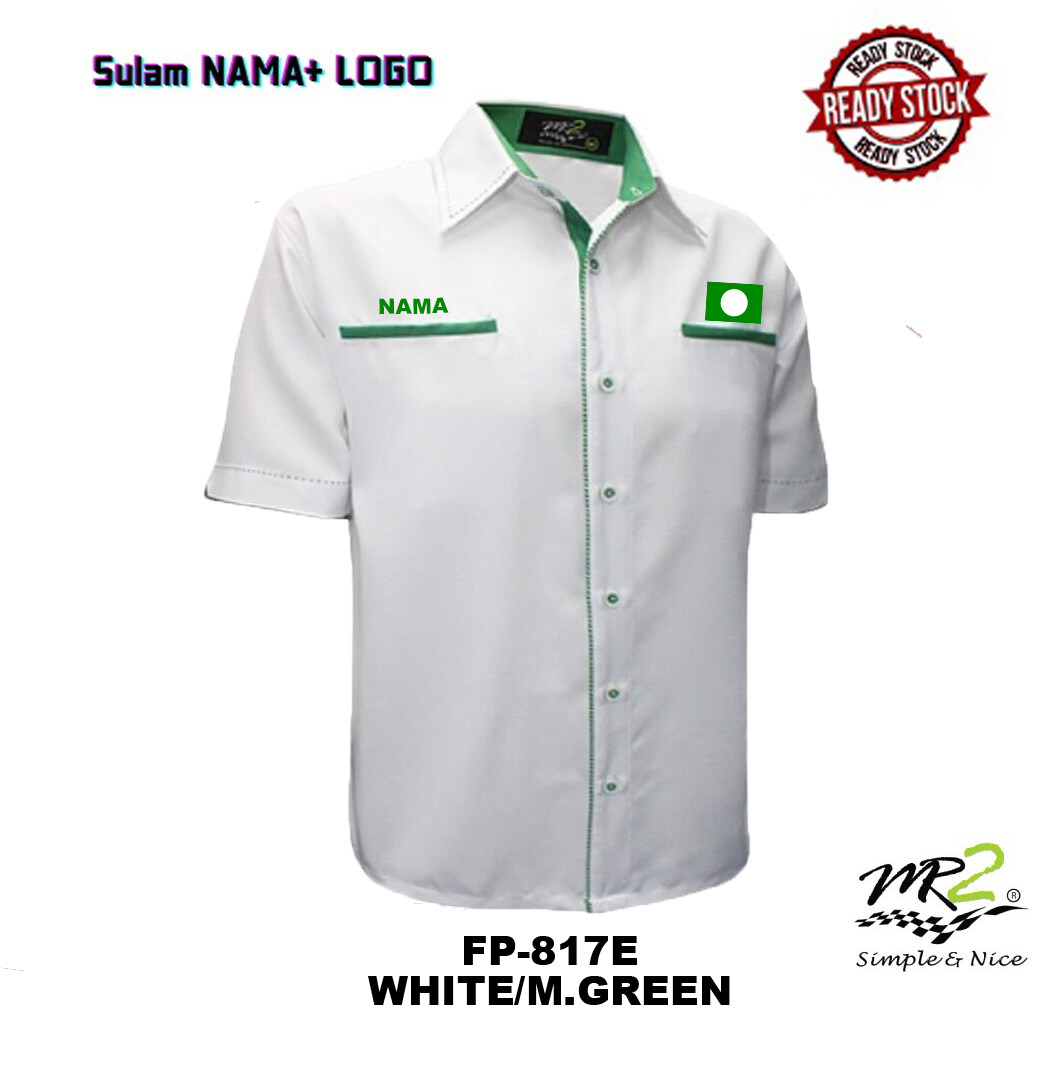 Baju Kemeja Korporat PAS Warna PUTIH/HIJAU (LOGO PAS & NAMA) (FP-817E ...