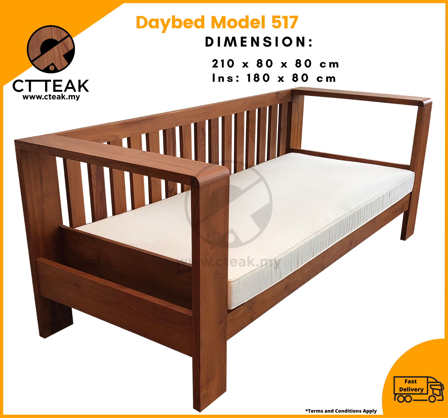 CT Teak Furniture Jati Teak Wood Daybed Model 517 Lazada
