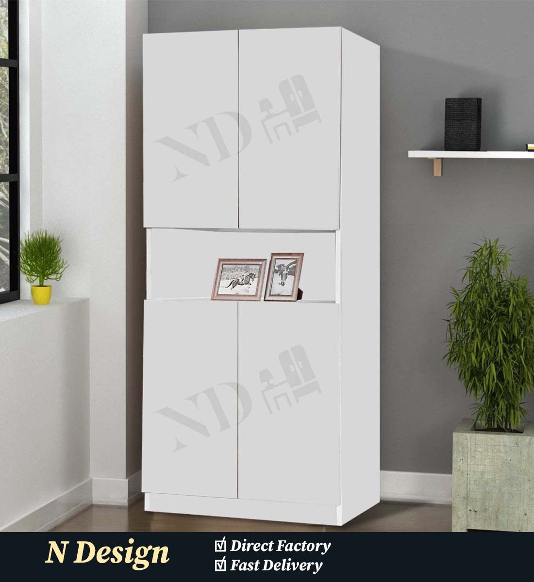 [N Design] 4 Doors Tall Shoe Cabinet / Shoe Rack / Rak Kasut / Almari ...