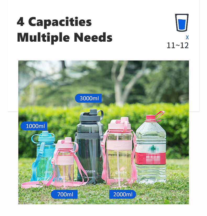 1L 2L 3L เกรดอาหารบิ๊ก BPA ที่มีสายรัดฟรีออกกำลังกายยิมการฝึกอบรมเครื่องดื่มแกลลอนขวดพร้อมหลอด ...