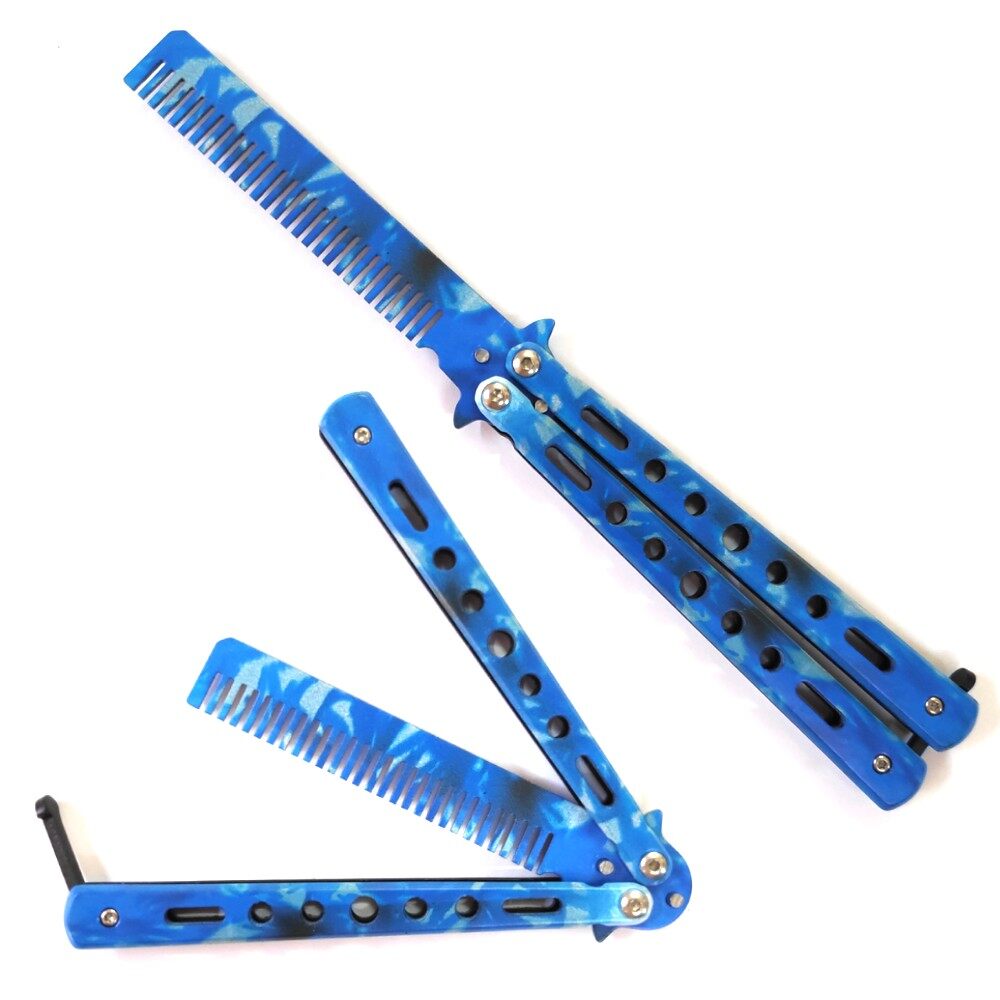 Blue Sea Butterfly Folding Comb training Practice Stainless Steel ...