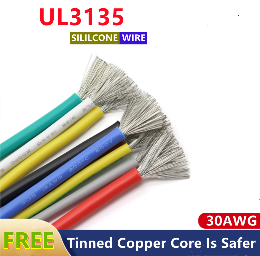 20M Insulated Silicone Rubber Flexible Cable High Temp Electrical Wire 30AWG UL3135 | Lazada