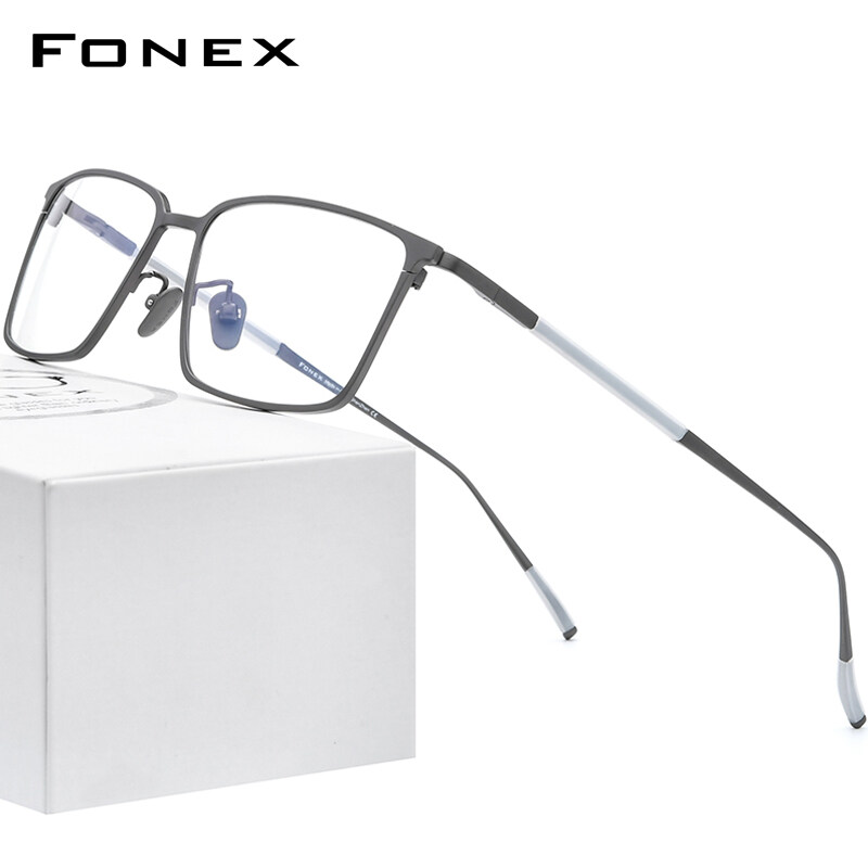 FONEX แว่นตาไทเทเนียมบริสุทธิ์สำหรับผู้ชายแว่นตาทรงสี่เหลี่ยมสไตล์ ...
