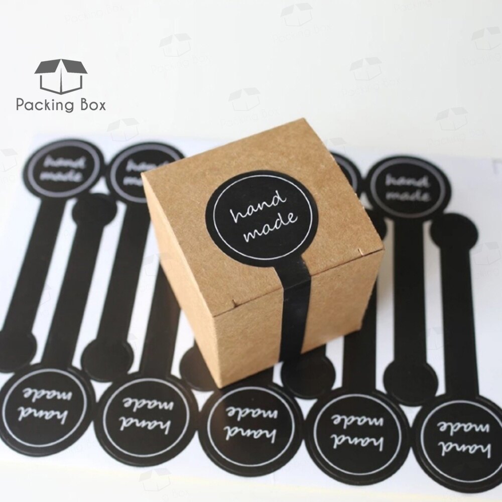 50PCS HandMade Black Stickers Long Label Cake Packaging Sealing Labels ...
