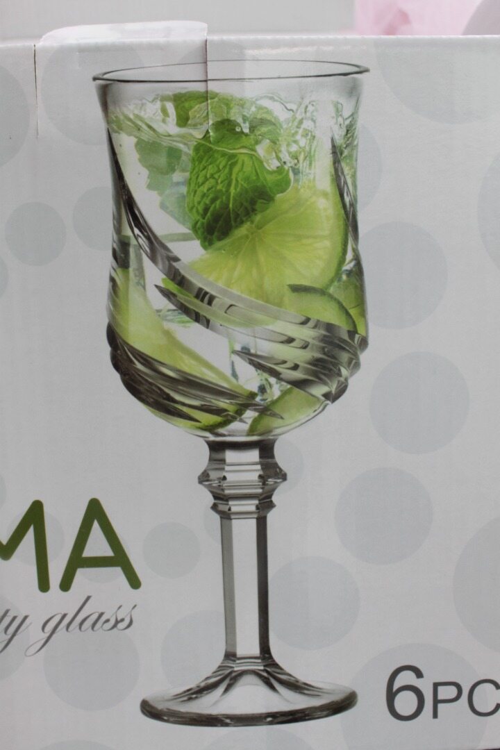 6pcs fancy lead-free crystal stem glass set 10oz high quality cawan ...