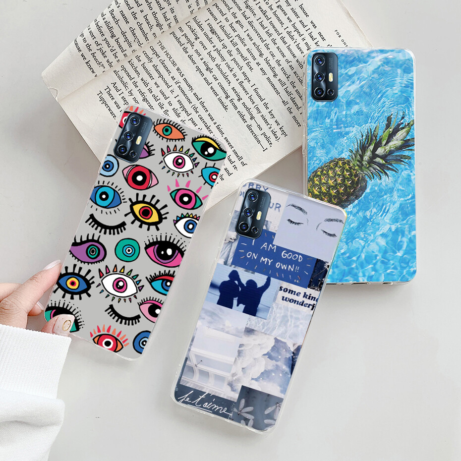 For Vivo V19 Neo Case Transparent Printed TPU Soft Back Protective ...