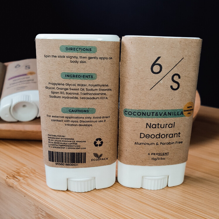 Natural Aluminum & Paraben-Free Underarm Deodorant Stick by 6perscent ...
