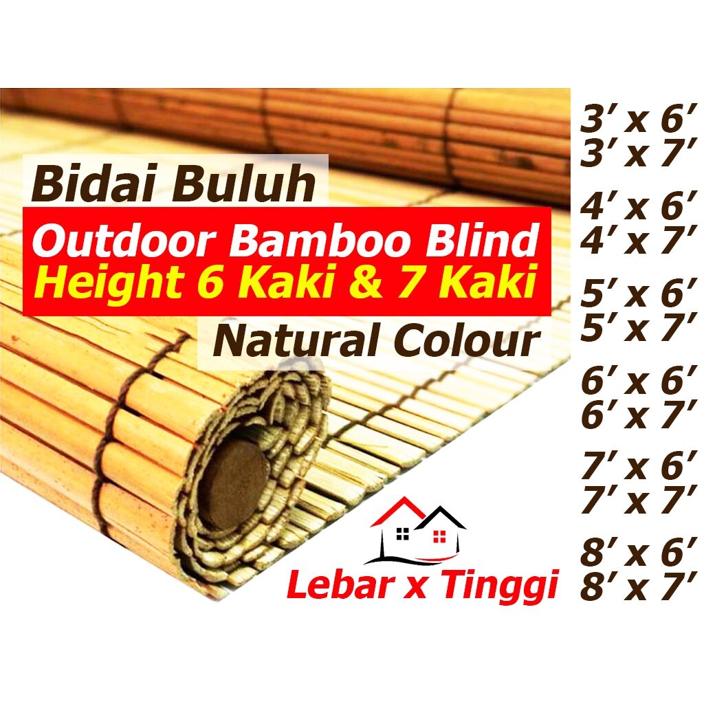 Malaysia Stock Outdoor Bamboo & Wooden Blinds / Bidai Buluh (Natural ...