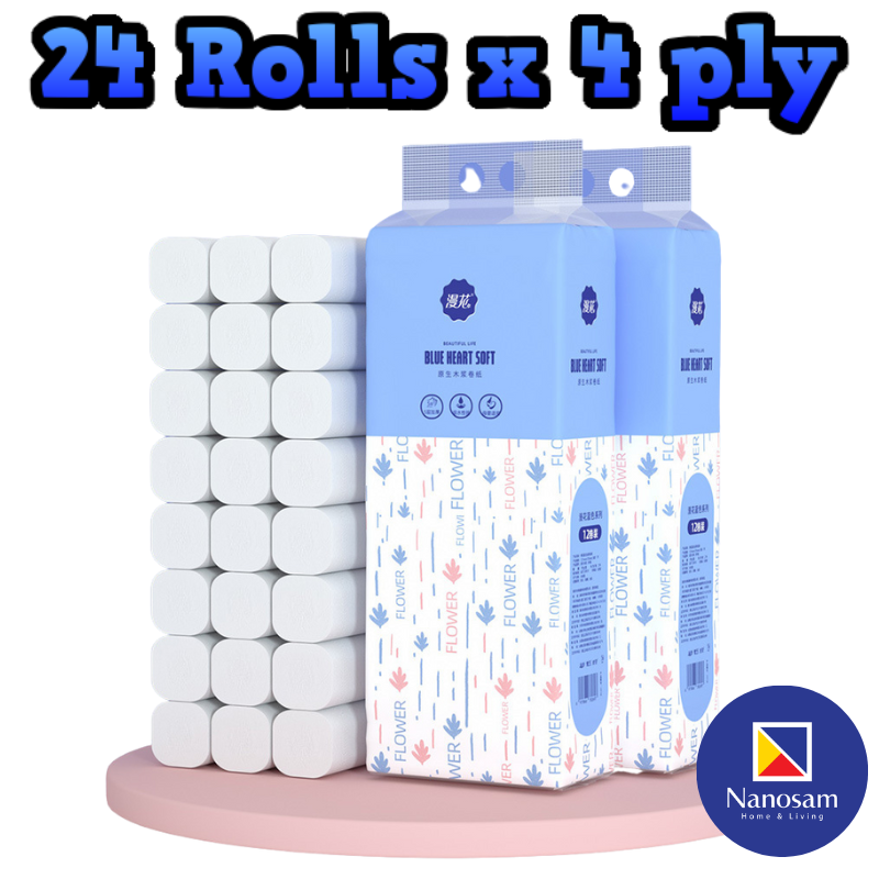 Smooth & Compact 5-Ply Toilet Tissue [12 Rolls] Coreless Tissue Paper ...