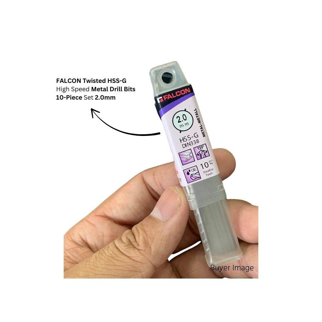 ชุดดอกสว่านเจาะเหล็กไฮสปีดร่องเกลียว HSS-G ของ FALCON ขนาด 2.0 มม. 10 ...