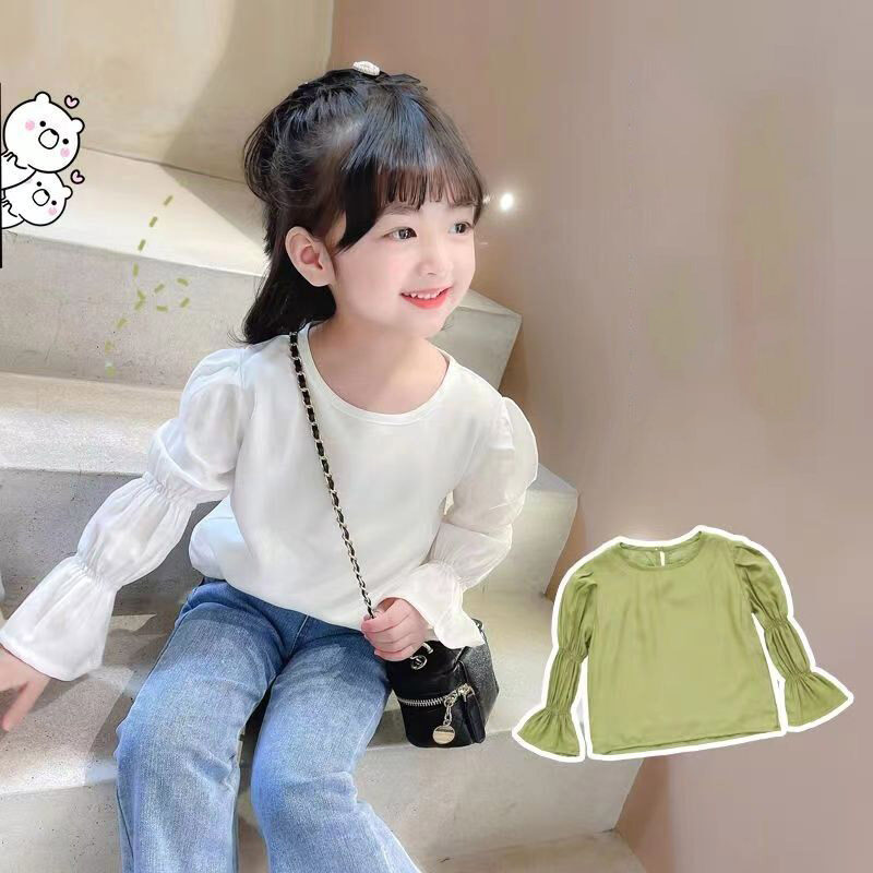 IP Girls พัฟแขนเด็กสไตล์ตะวันตกแขนยาวเสื้อยืดเสื้อกันหนาวถักด้านนอก - I ...