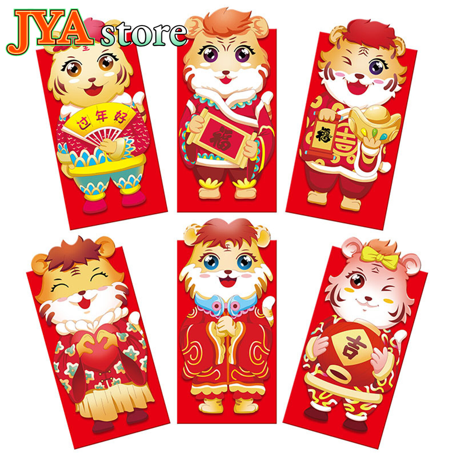 [JYA store] 6pcs/set Cartoon Red Envelope 2022 Chinese New Year Red ...