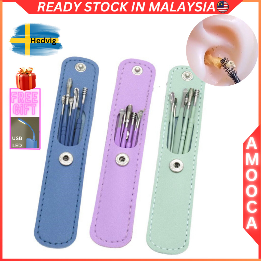 Travel 6pcs Ear Cleaning Set Ear Wax Picking Kit Digging Spoon Spring ...