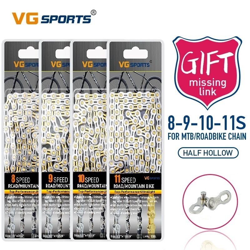 VG Sports 8/9/10/11 speed Colorful Bicycle chain full hollow half ...