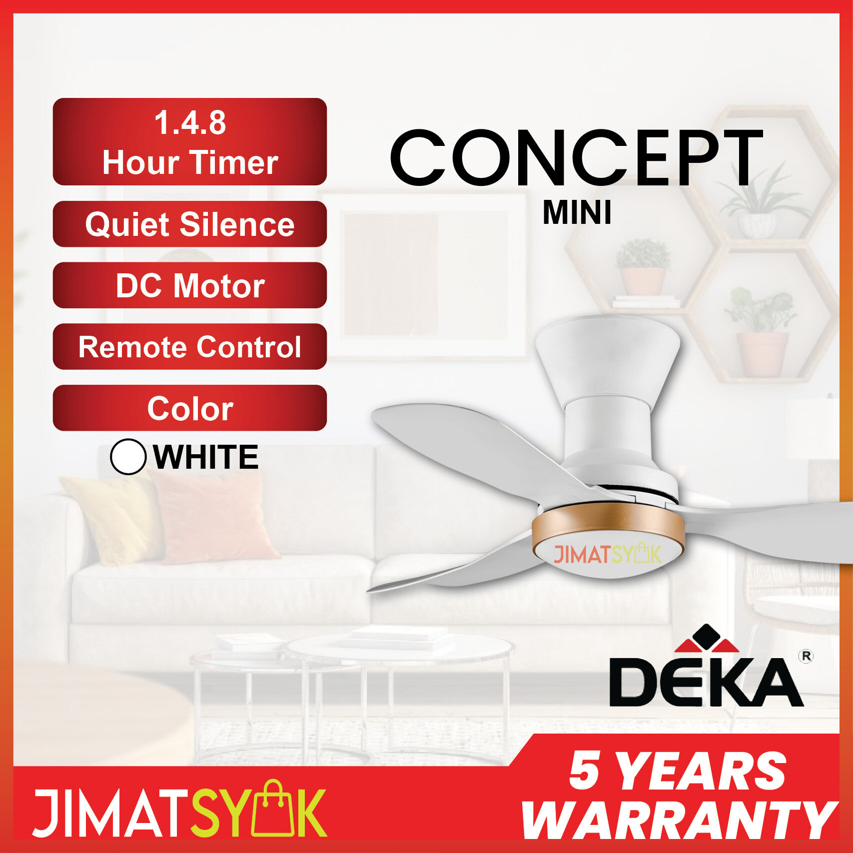 DEKA CONCEPT MINI 34 Inch 3 Blades 7 Speed Forward+Reverse DC Motor ...