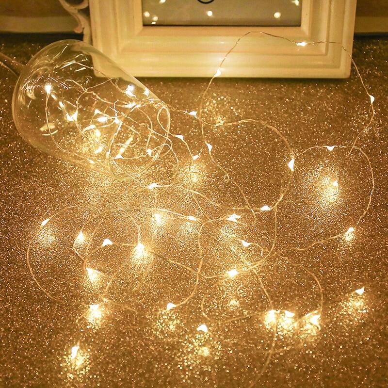 5 Colors LED Outdoor Light String Fairy Garland Battery Power Copper ...