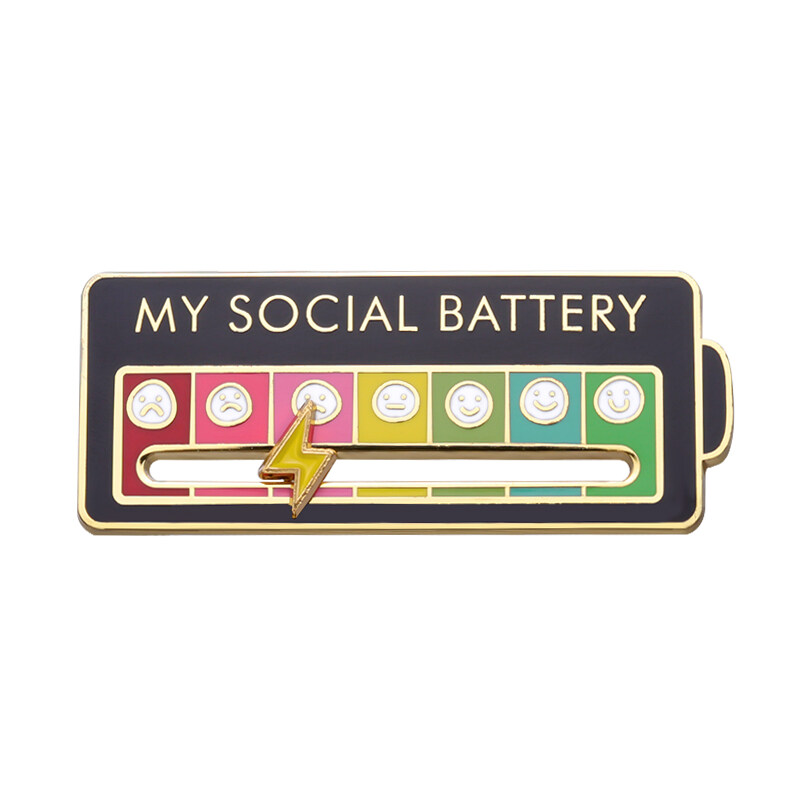 Funny Enamel Pin My Social Battery Creative Lapel Pin Move To The Mood ...